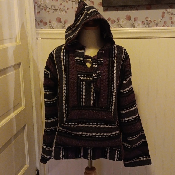 Earth Ragz | Sweaters | Vintage 9s Earth Ragz Baja Hoodie Me Can Poncho ...